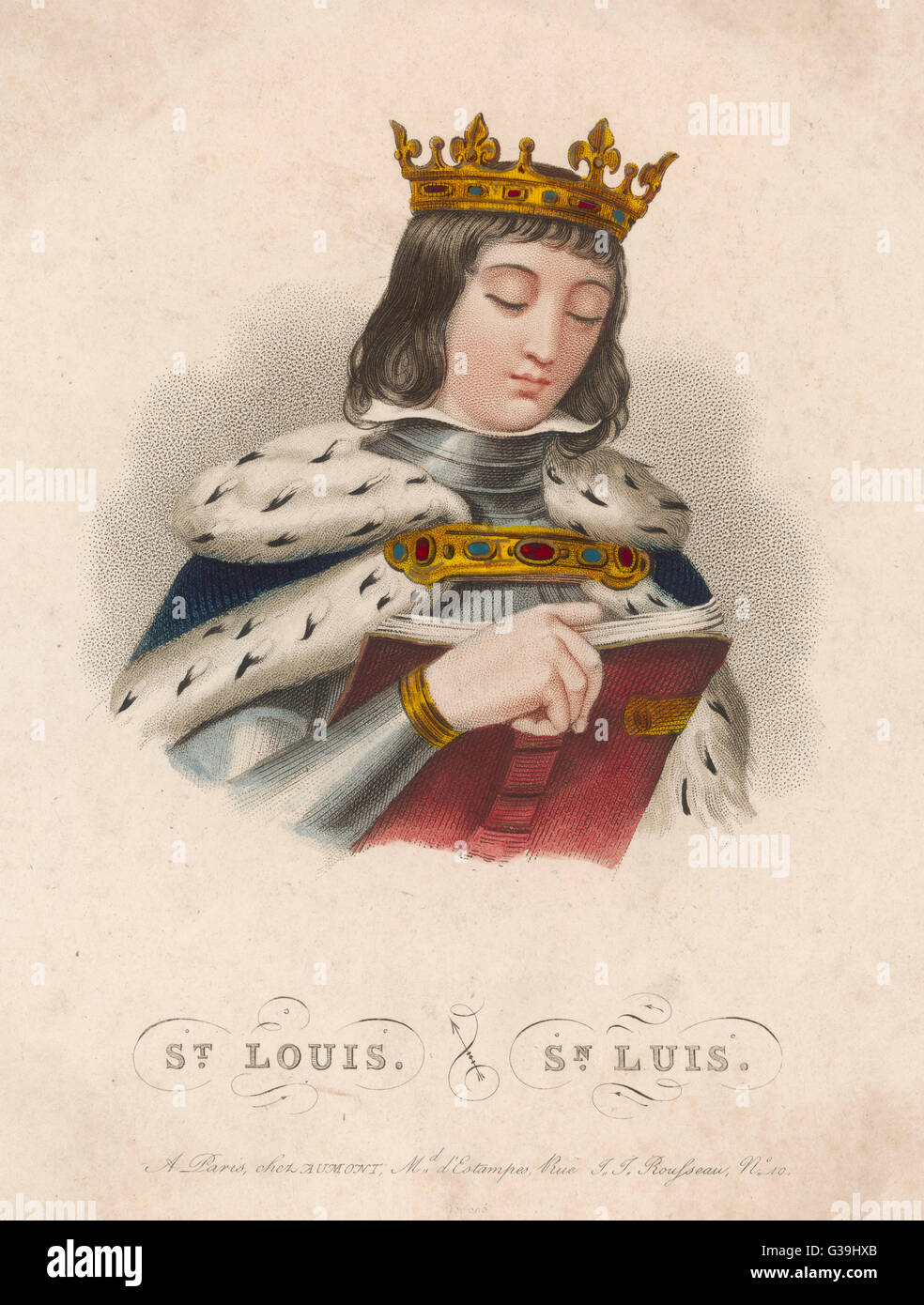 LOUIS IX king of France, crusader and saint, depicted reading a book ...