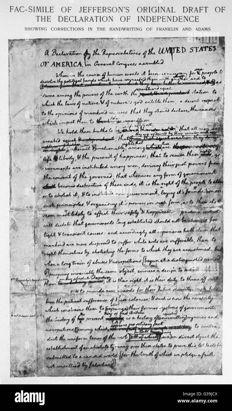 Draft of the declaration of independence hi-res stock photography and ...