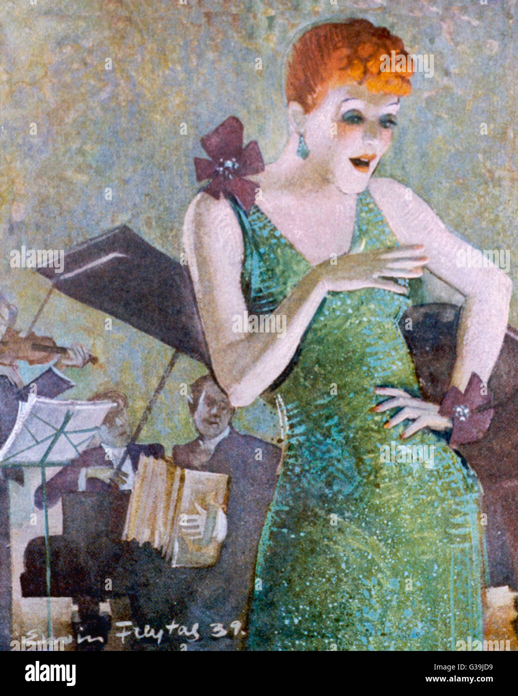 Singer in green dress hi-res stock photography and images - Alamy