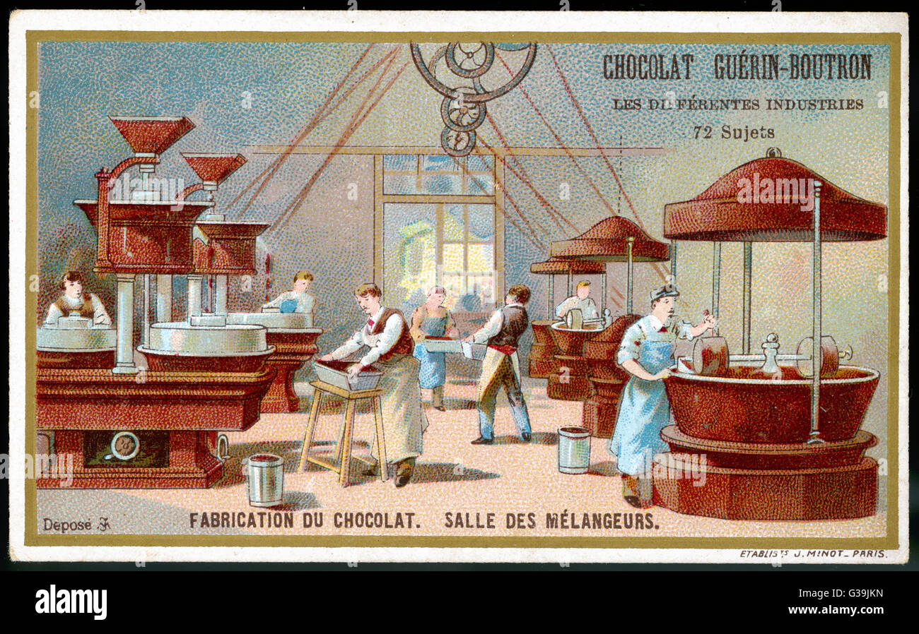 The manufacture of chocolate : the mixing hall Date: circa 1900 Stock ...