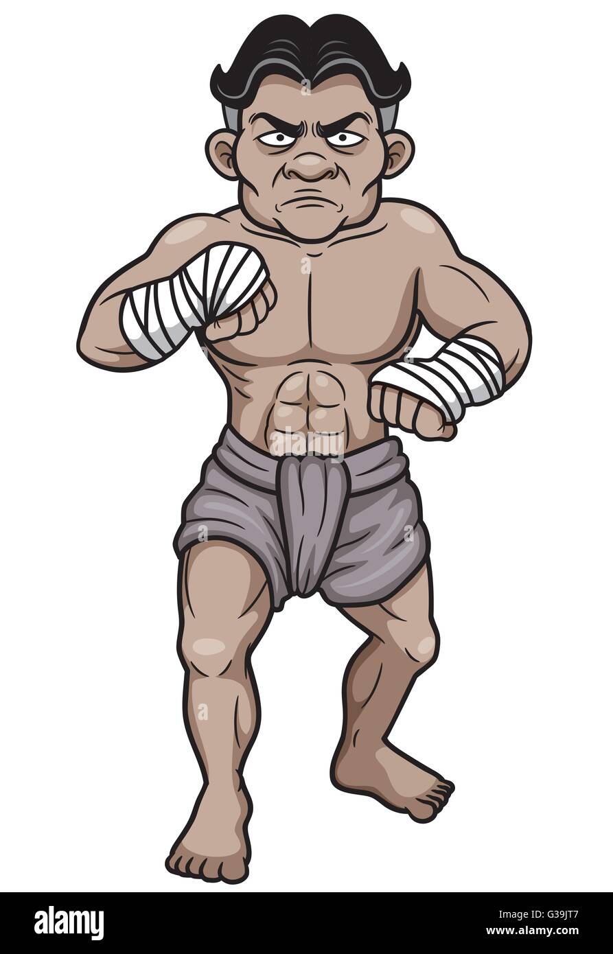 Vector Illustration of Thai Boxing Cartoon Stock Vector Image & Art - Alamy