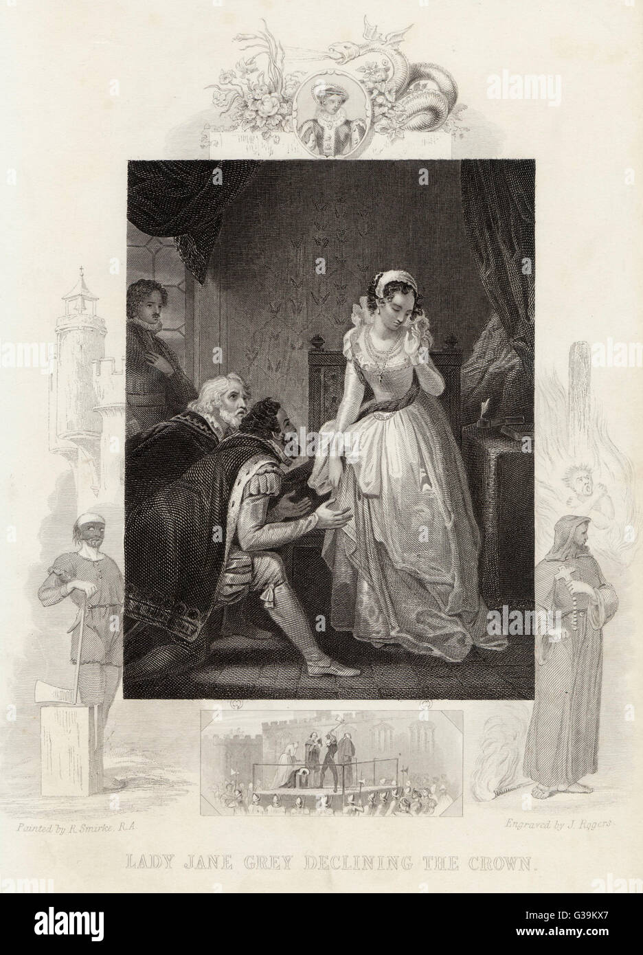 Lady Jane Grey declining the crown. She became Queen for nine days but ...