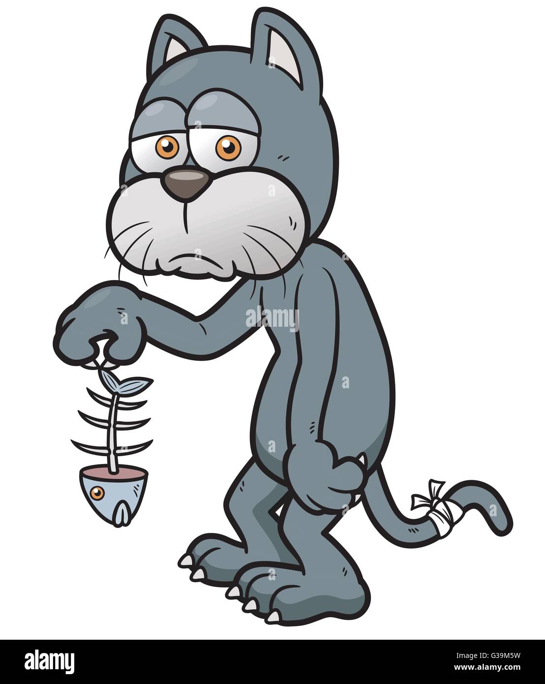 Vector illustration of Cat holding fishbone Stock Vector Image & Art ...