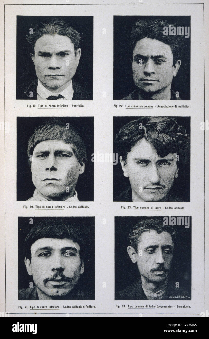 A typical plate (of 64) from Lombroso's classic study; top left is a ...