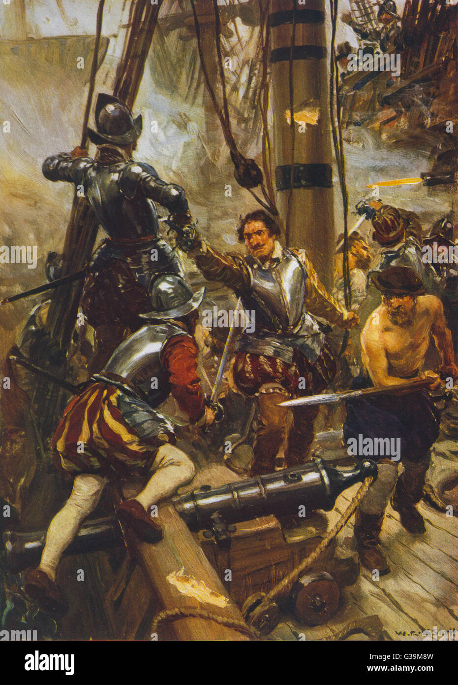 Sir richard grenville defends his ship hi-res stock photography and ...