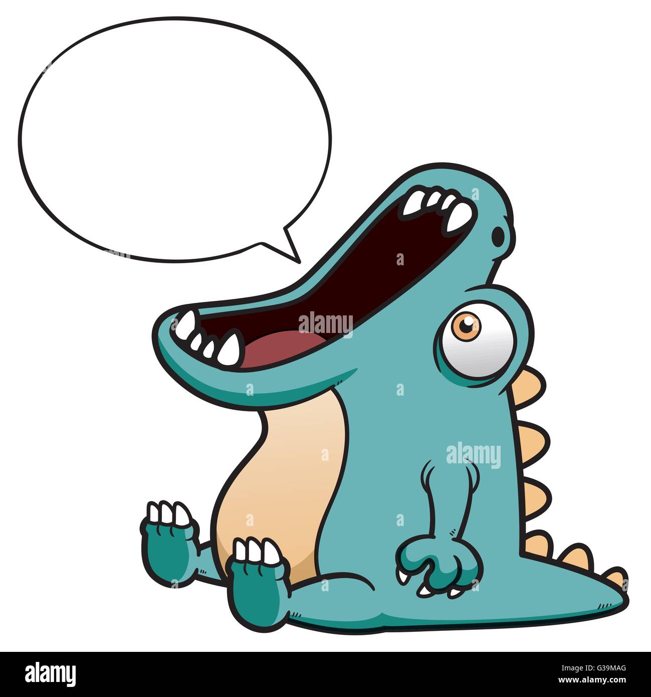 Vector - illustration of Dinosaur Cartoon with speech balloon Stock ...