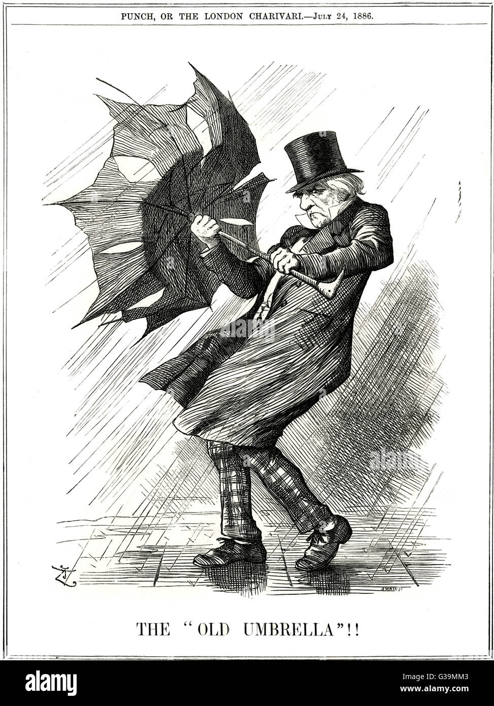 Cartoon, The Old Umbrella!! (Gladstone Stock Photo - Alamy