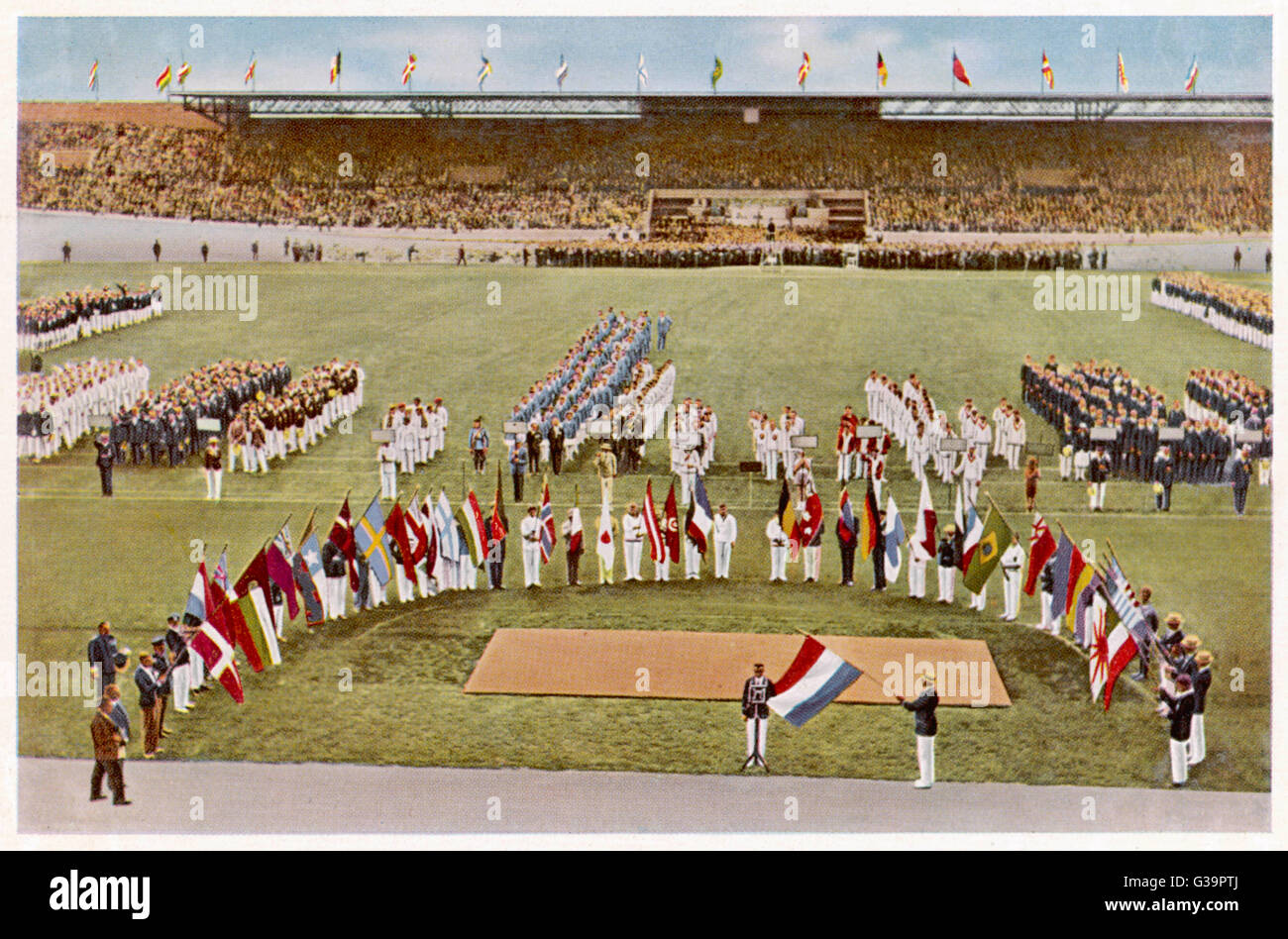 Dutch footballer Harry Denis swears the Olympic Oath Date: 1928 Stock ...