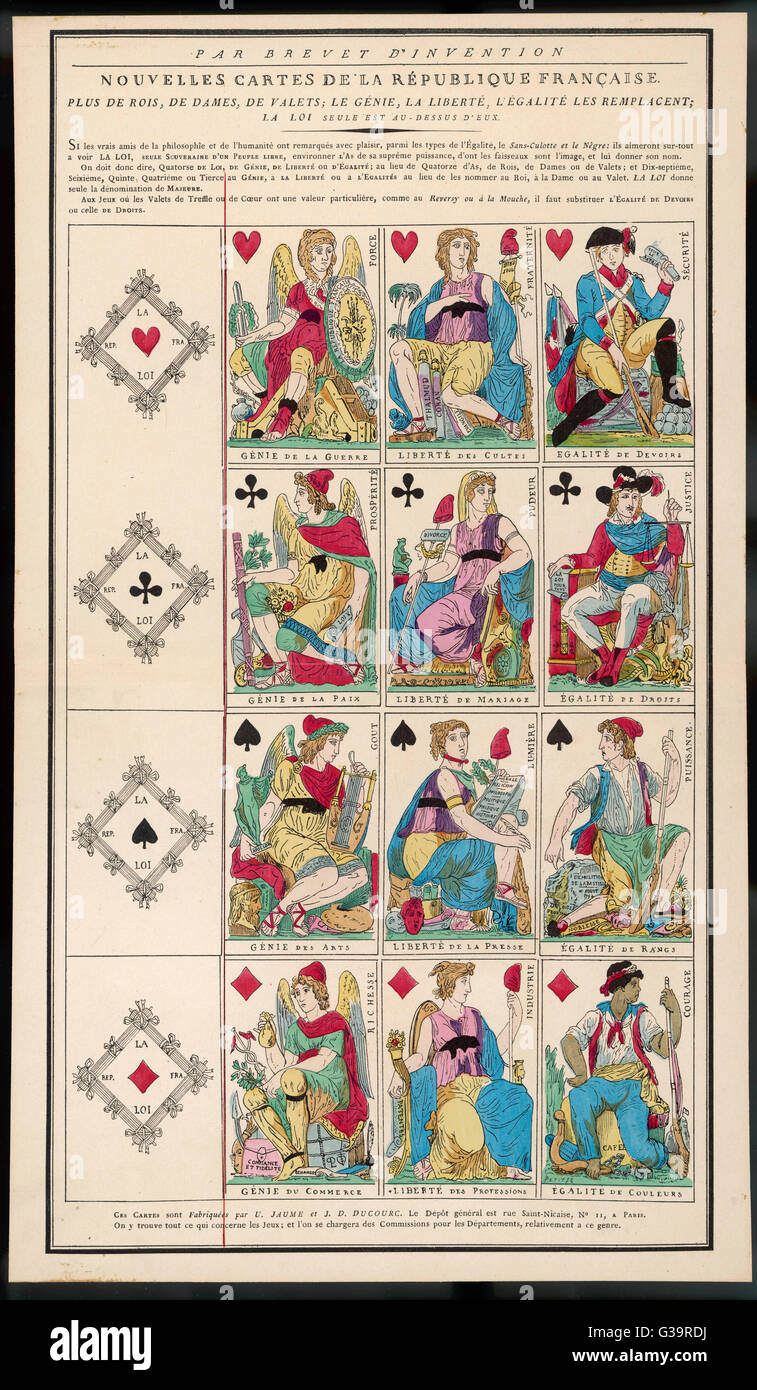 Playing cards of the Revolution by Jaume and DuCourc. Date: 1789 - 1795 ...