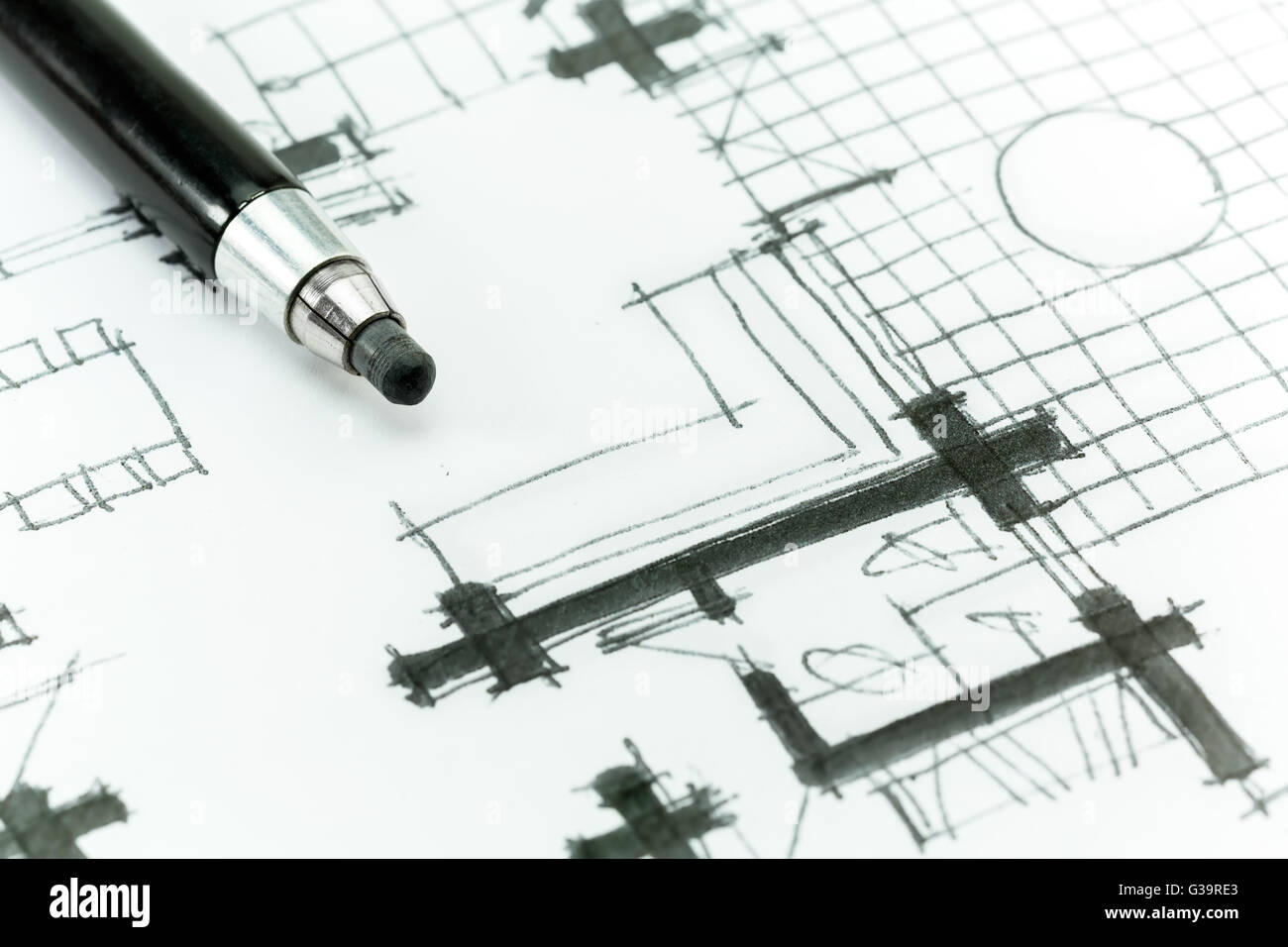 Graphical sketch by pencil of house plan. Hand drawing Stock Photo - Alamy