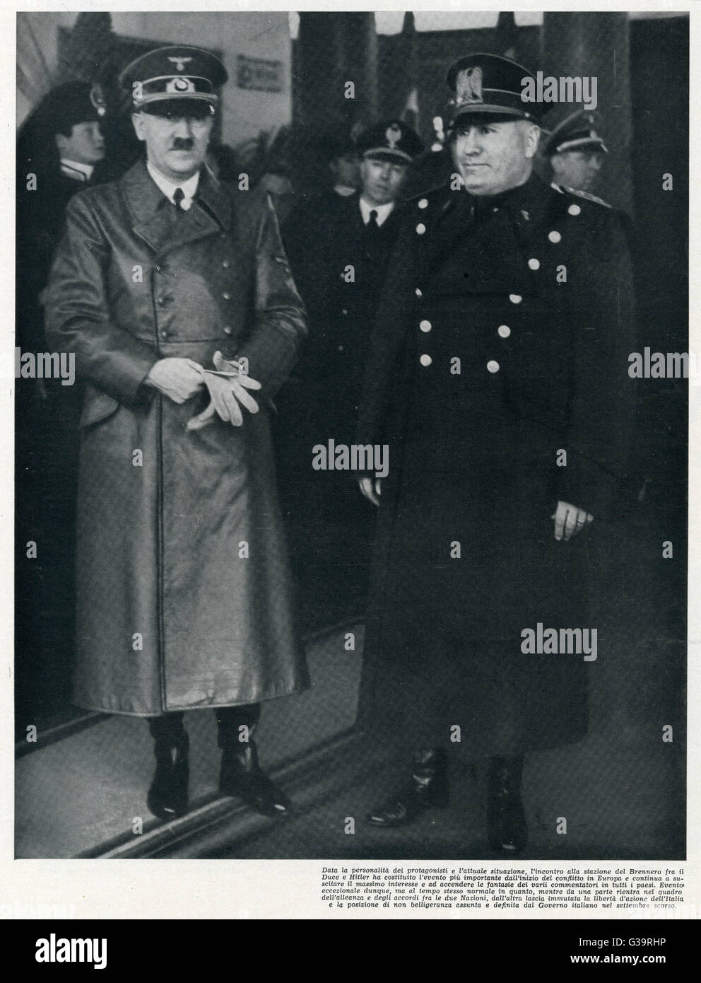ADOLF HITLER German dictator meeting Mussolini at Brennero station in ...