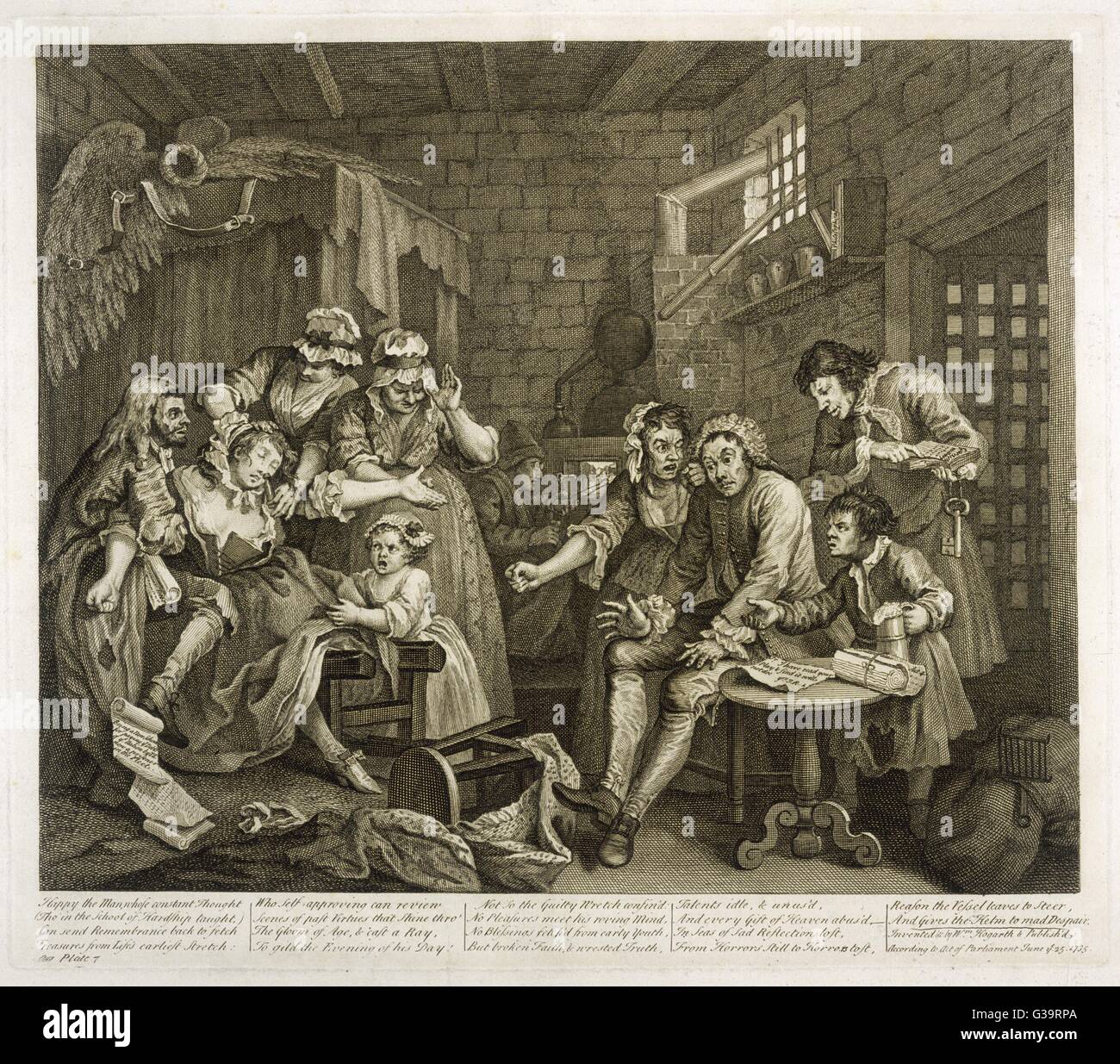 Prisoners in Newgate prison. Date: 1735 Stock Photo - Alamy