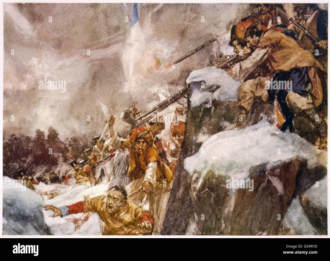 The British retreat from Kabul. Date: 1842 Stock Photo - Alamy