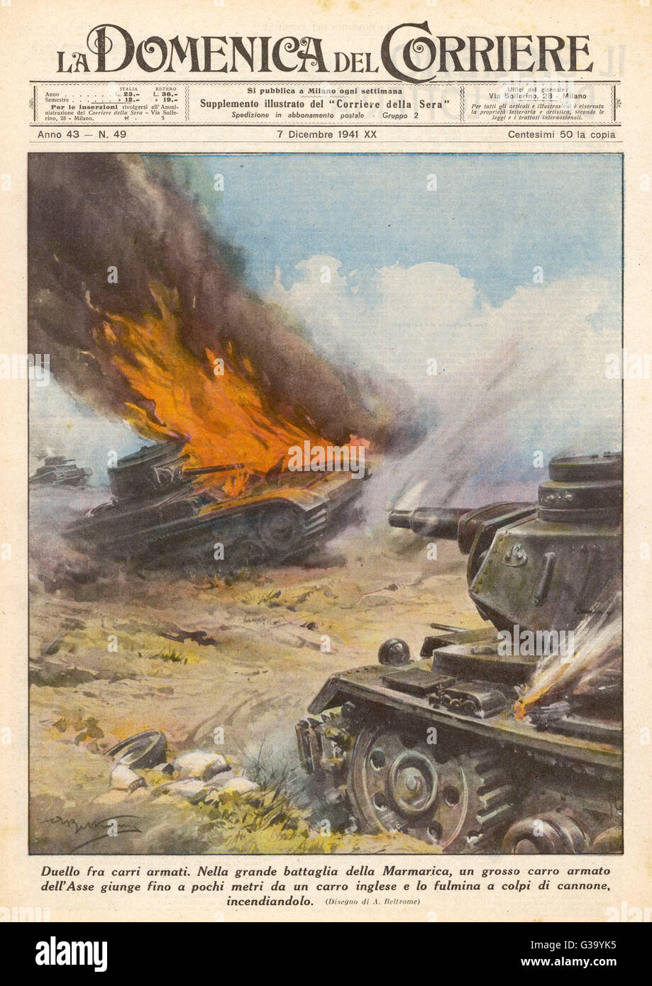 North Africa : a German tank destroys a British tank in Marmarica ...