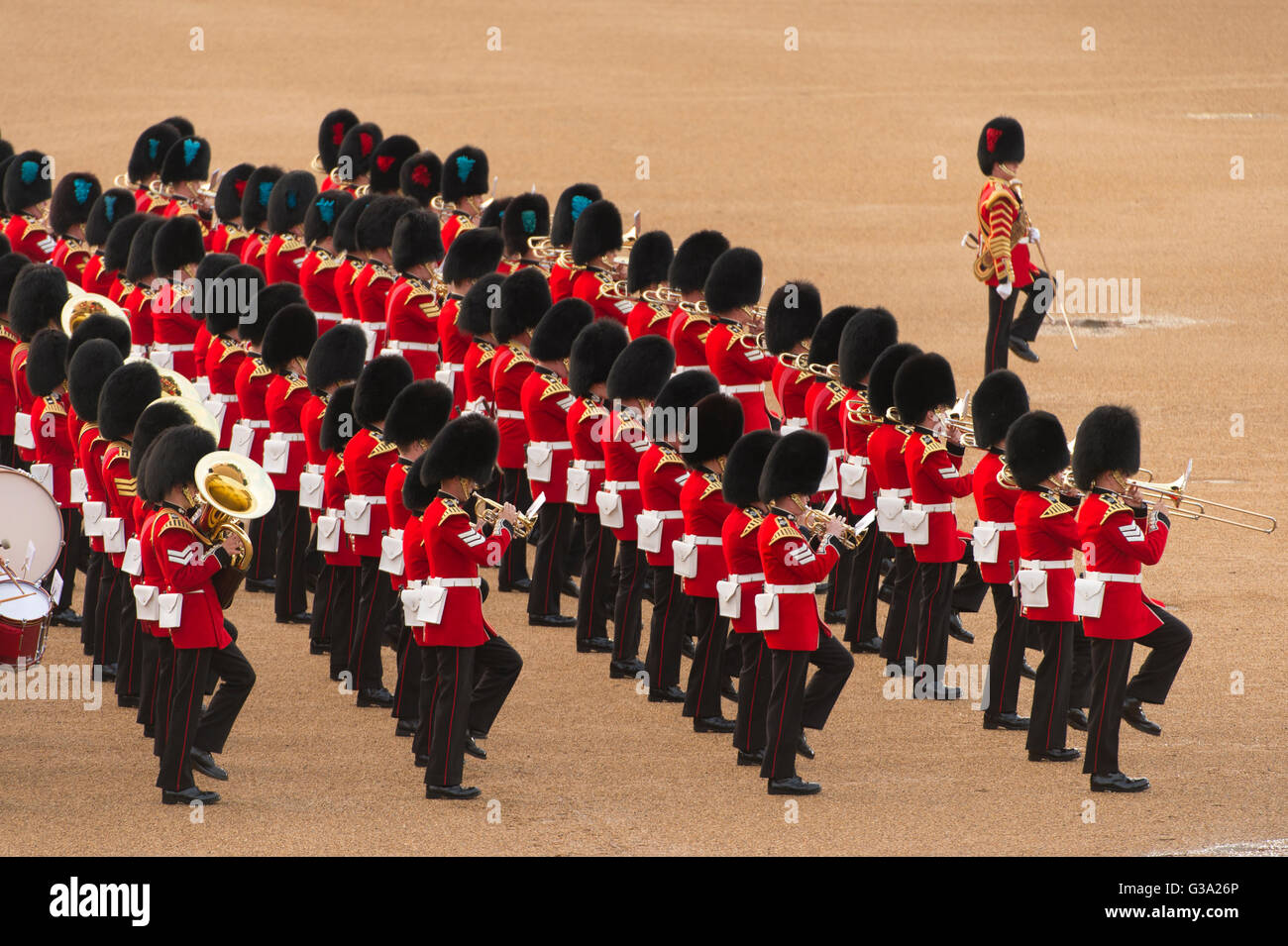 Horse Guards Parade, London, UK. 8th June 2016. Beating Retreat parade ...