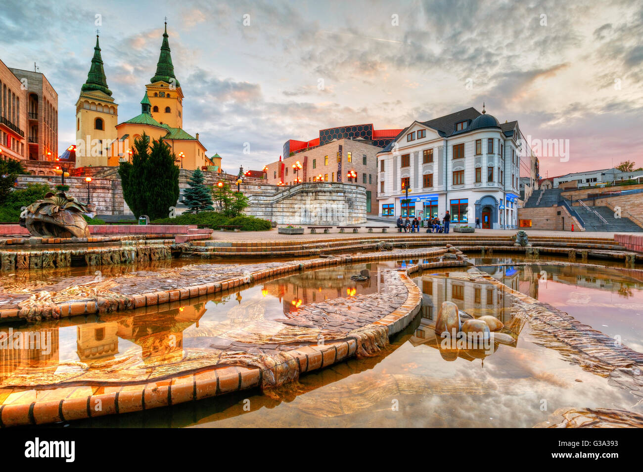 Main square in the city of Zilina in central Slovakia. HDR image Stock ...