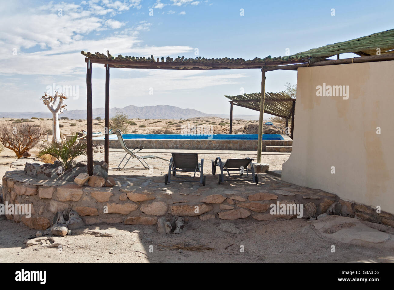 swimming pool on guest farm Wustenquell, Namibia Stock Photo - Alamy