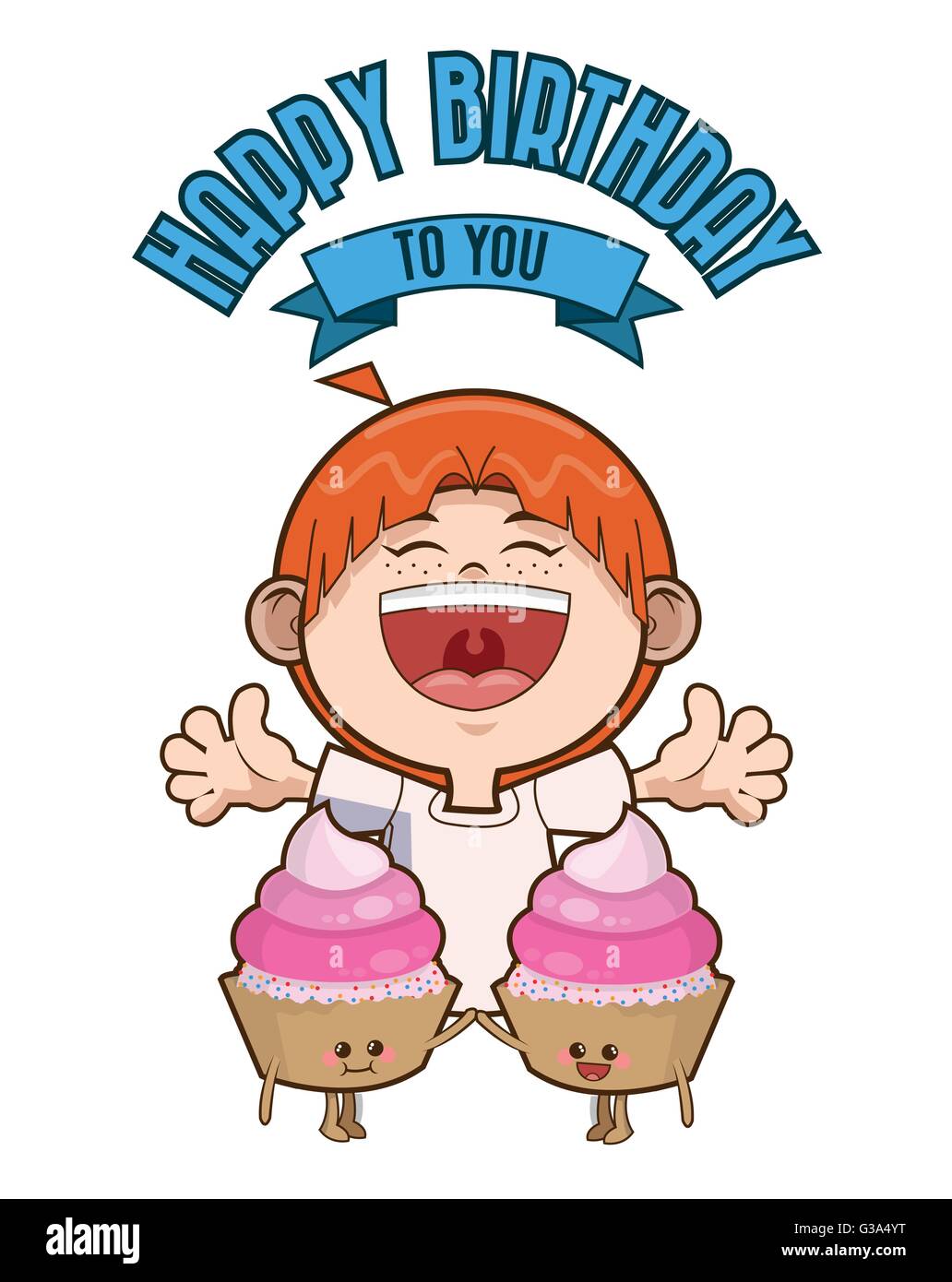 Kid boy screaming cupcake vector hi-res stock photography and images ...