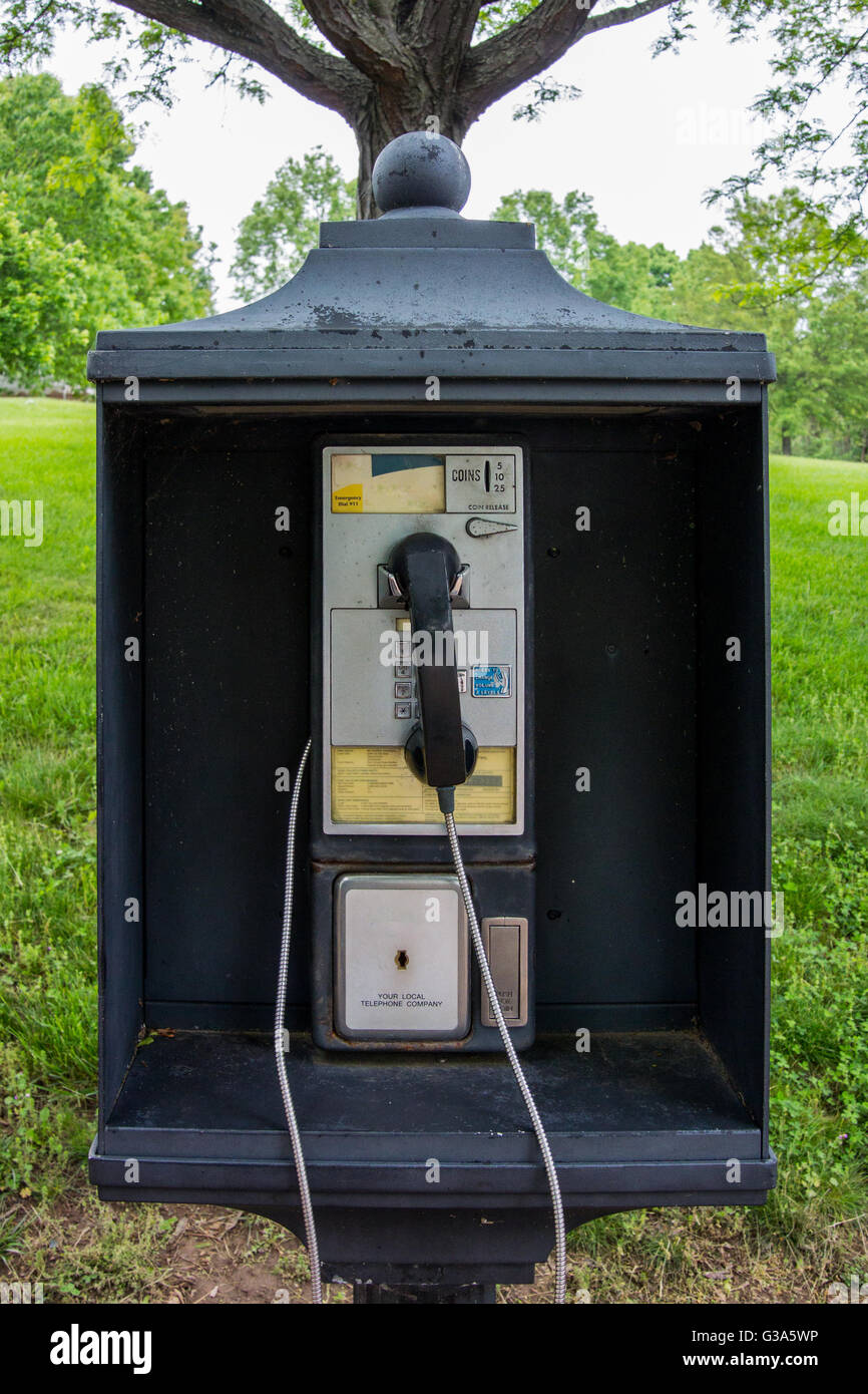 Old public phone booth hi-res stock photography and images - Alamy