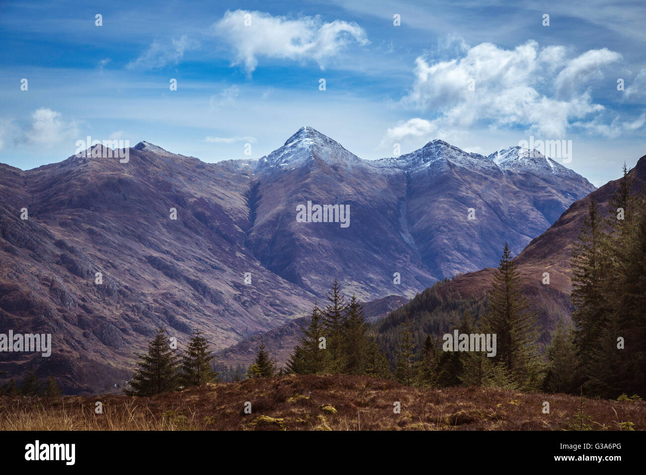 The Five Sisters of Kintail from the Bealach of Ratagan, Western ...