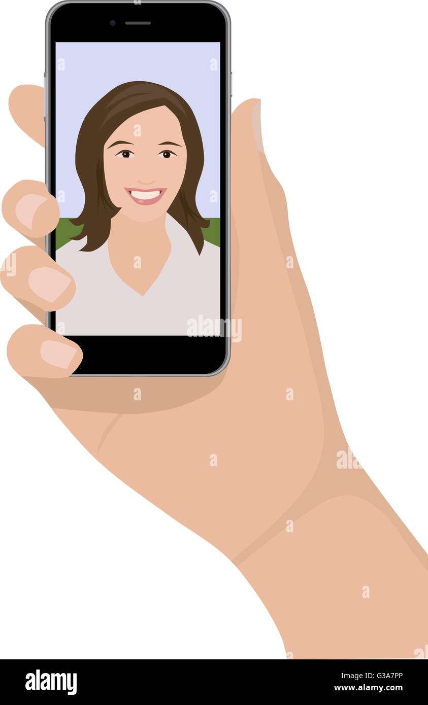 Woman taking cell phone picture Stock Vector Images - Alamy