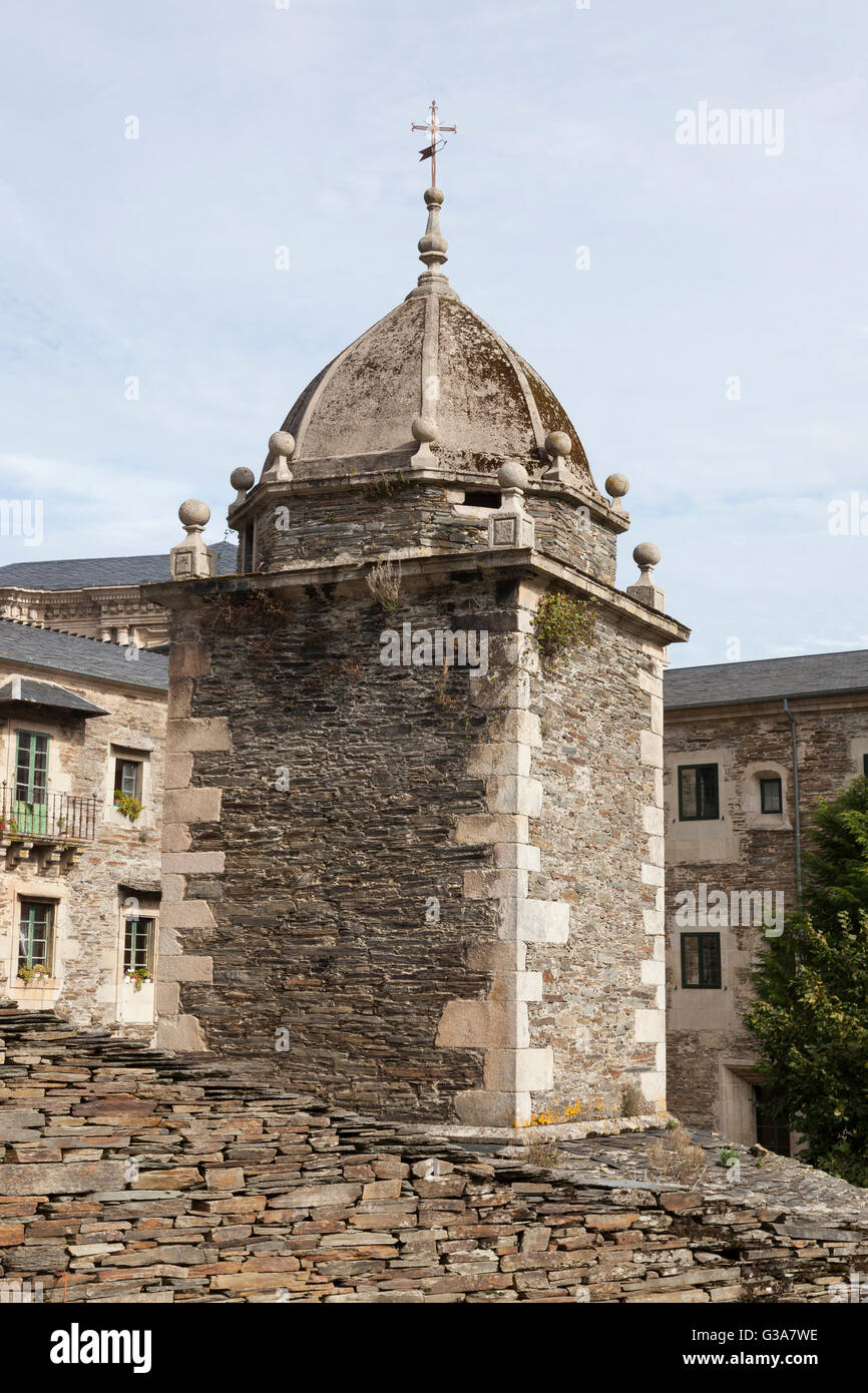 Samos, Spain: Sentry tower at the Benedictine Monastery of San Xulián ...
