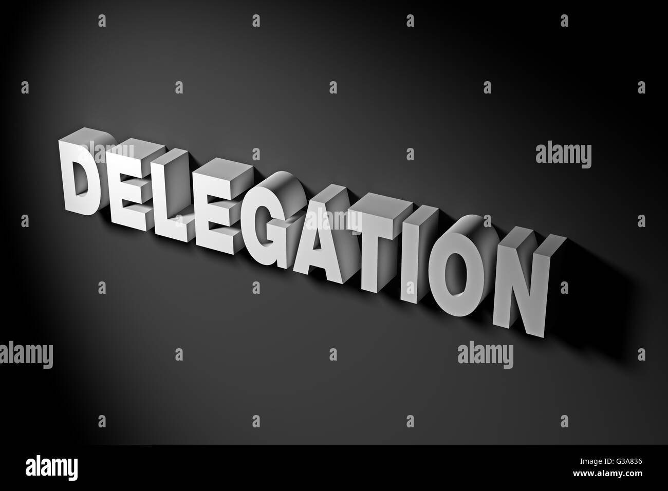 Delegation concept illustrated by 3D rendered texts Stock Photo - Alamy