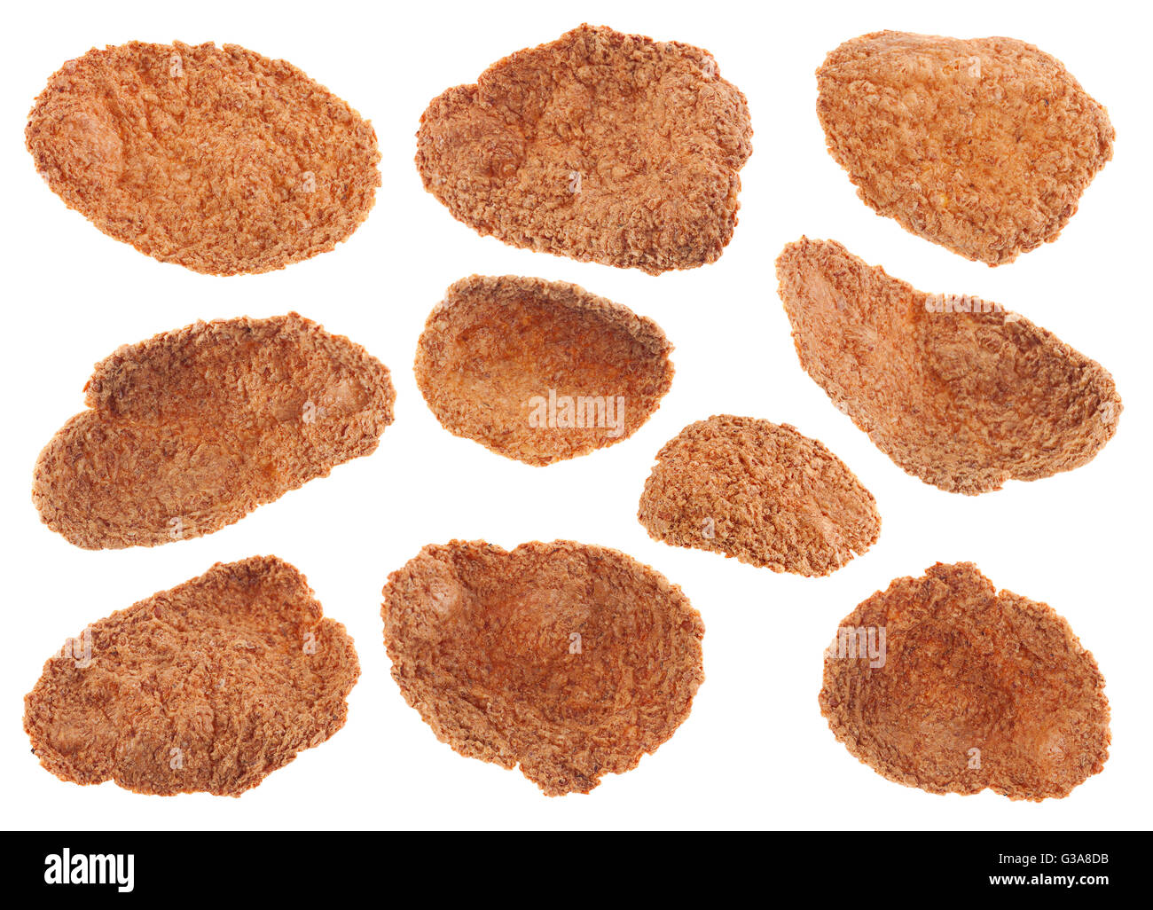 Buckwheat-wheat flakes snack collection isolated on white background ...