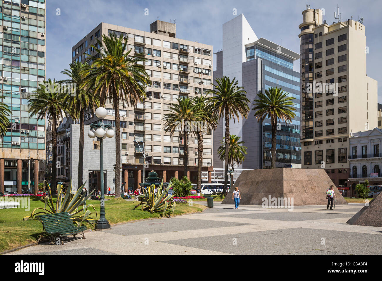 Independence Square in downtown Montevideo, Uruguay, South America ...