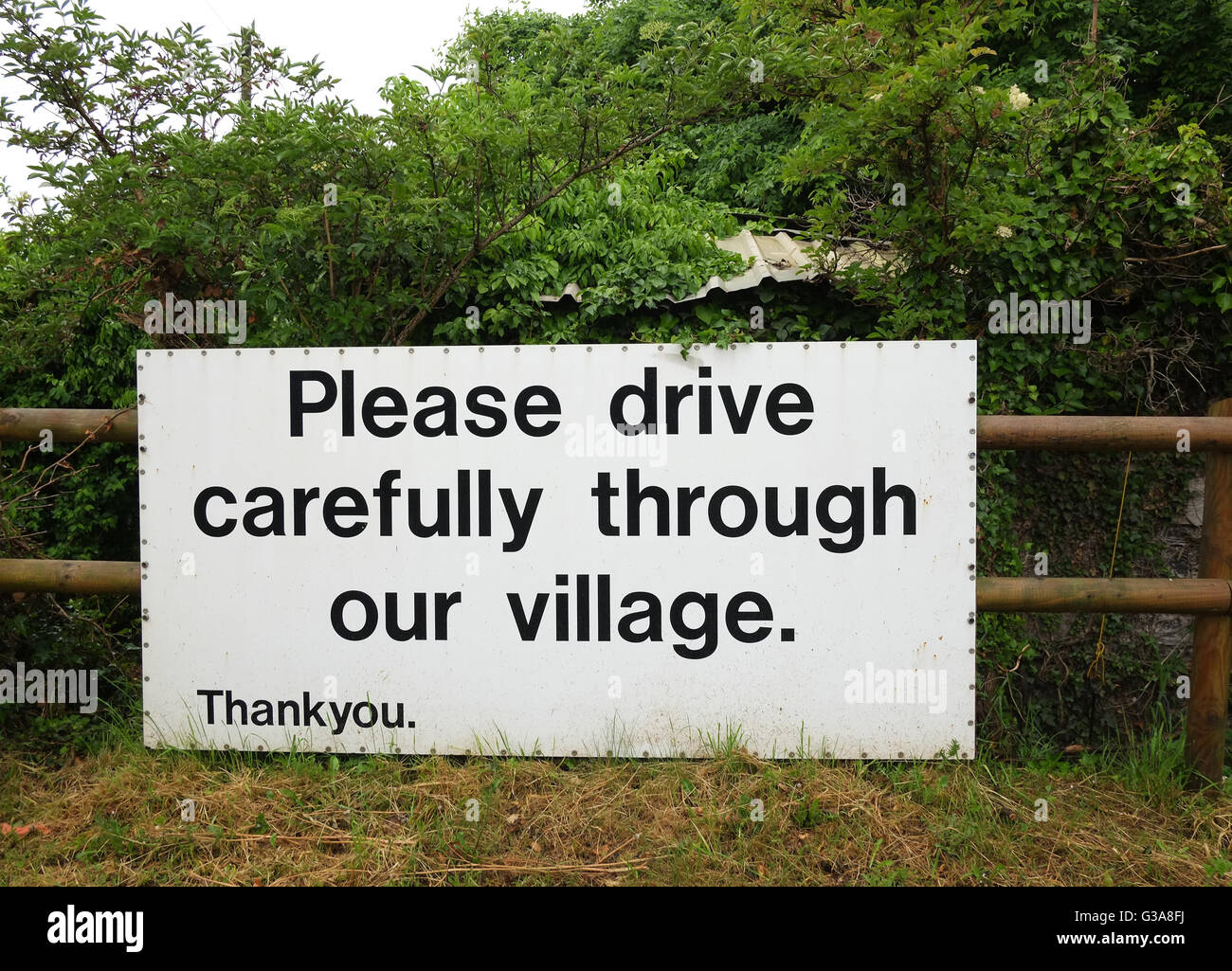 Large please drive carefully sign to truck drivers outside Batts Combe ...