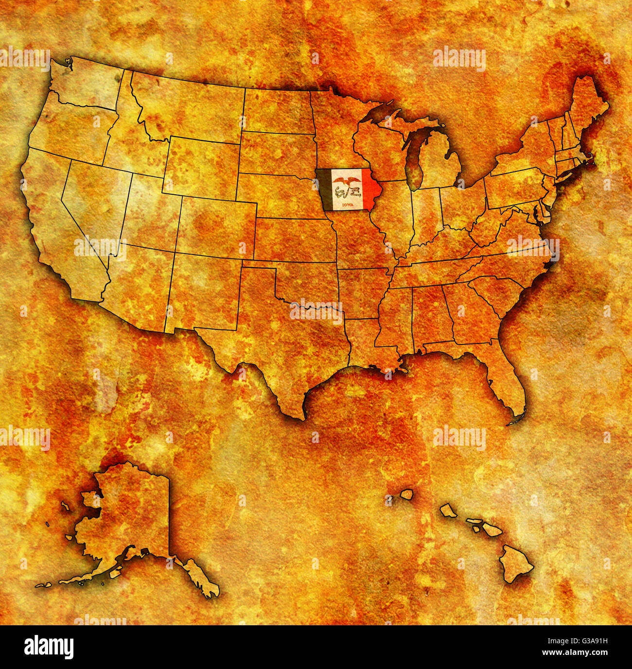 Vintage iowa map hi-res stock photography and images - Alamy