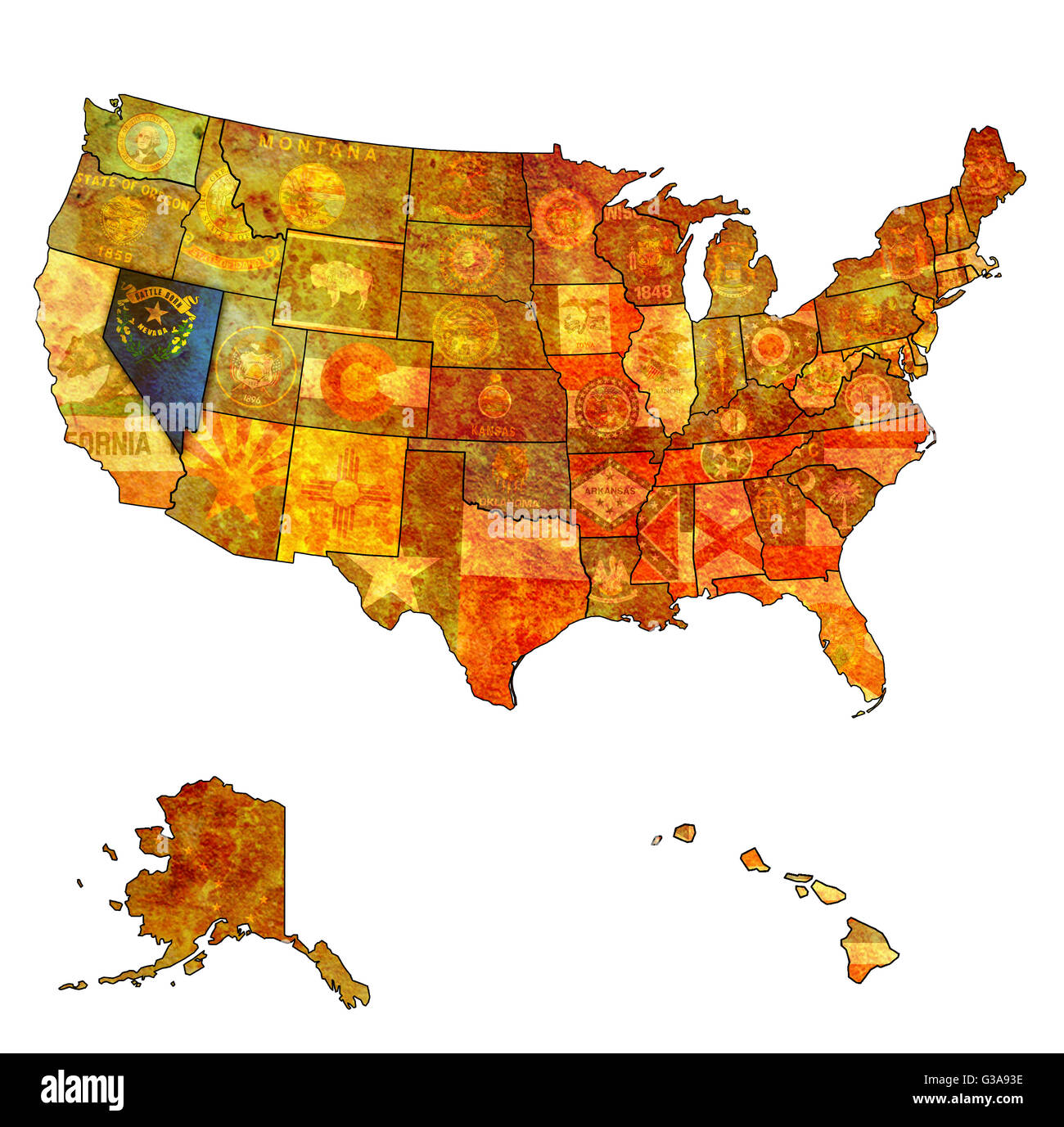 Political map of nevada Cut Out Stock Images & Pictures - Alamy
