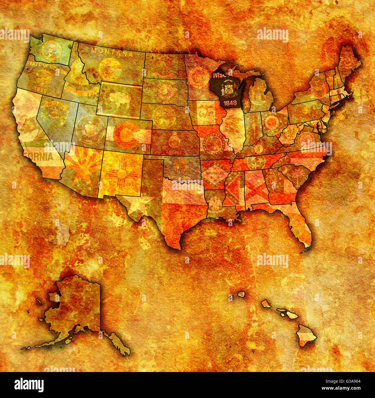Political map wisconsin hi-res stock photography and images - Alamy