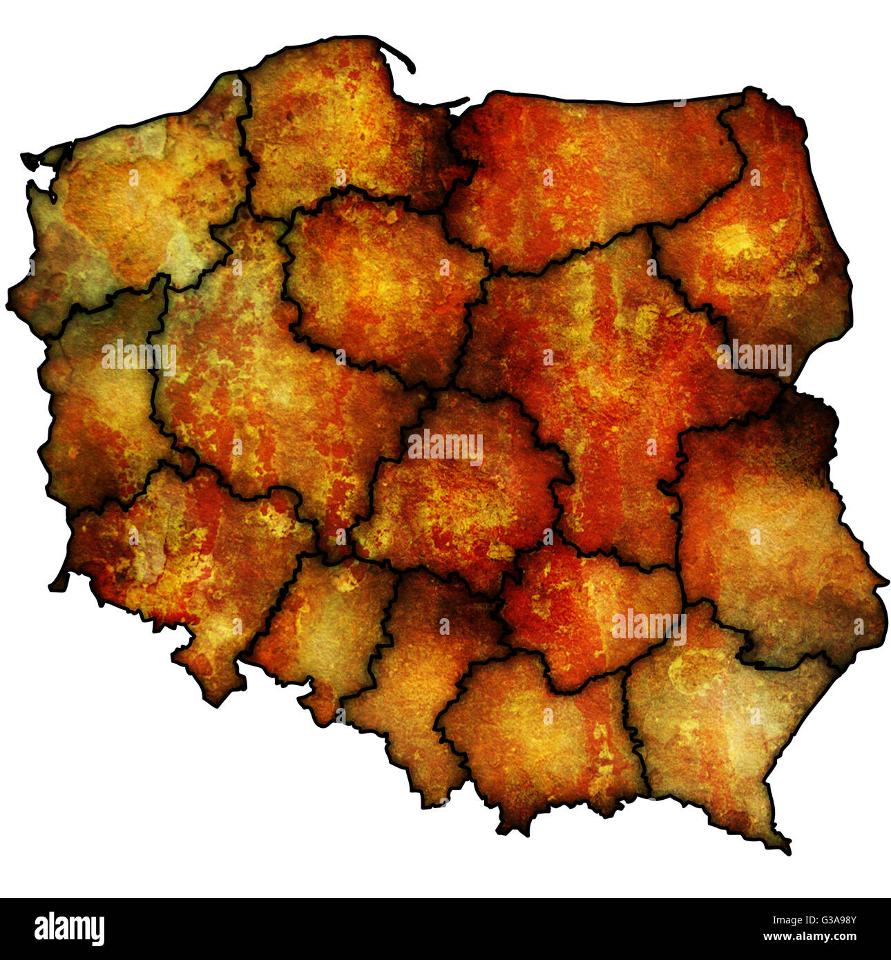 flags of regions on administration map of poland Stock Photo - Alamy