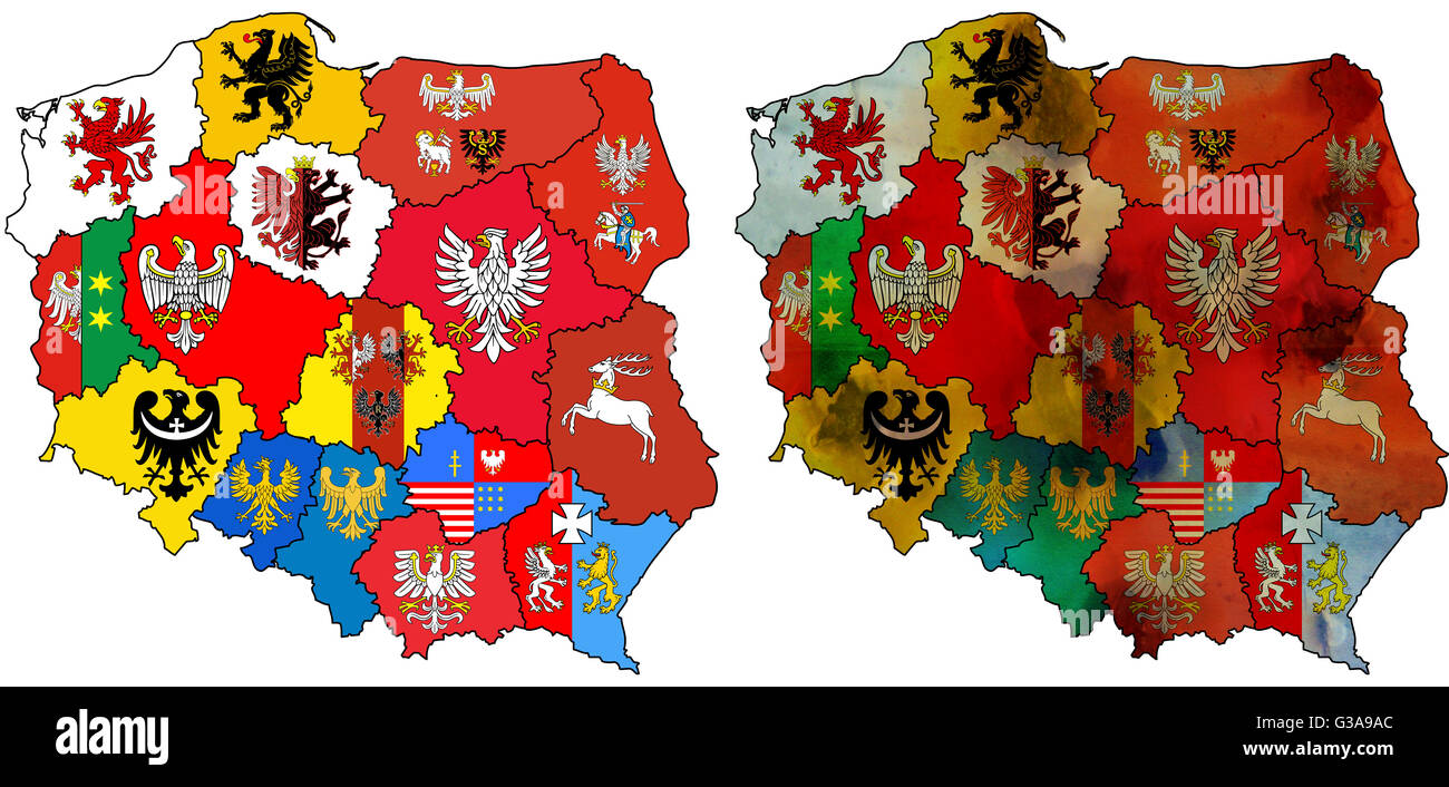 territory of provinces (voivodships) in poland (administration map ...