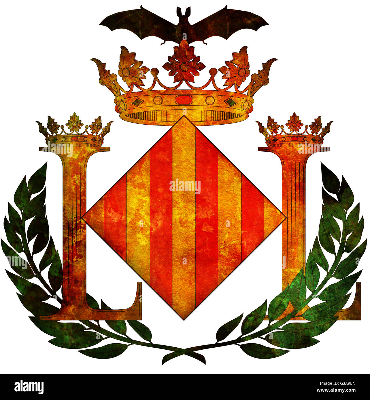 old vintage isolated over white symbol of valencia Stock Photo - Alamy