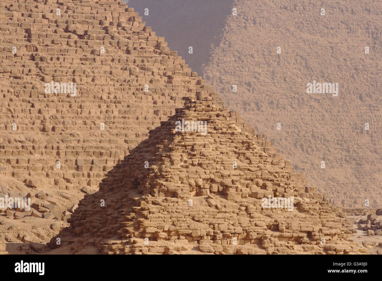 Pyramids of Giza: one of the Queens Pyramids, parts of Pyramid of ...