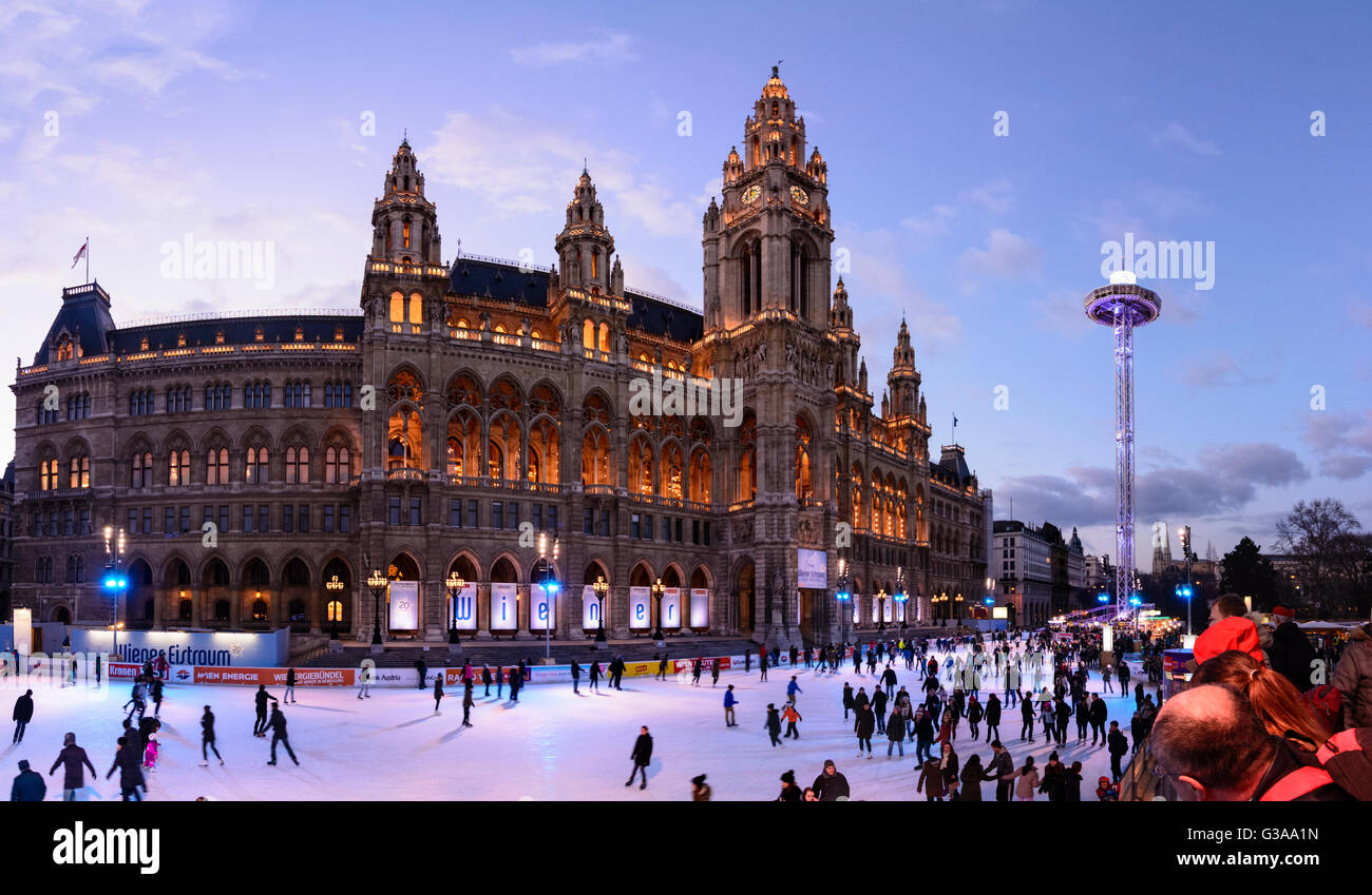 Town hall with skating rink "Vienna Ice Dream" and Lookout City ...