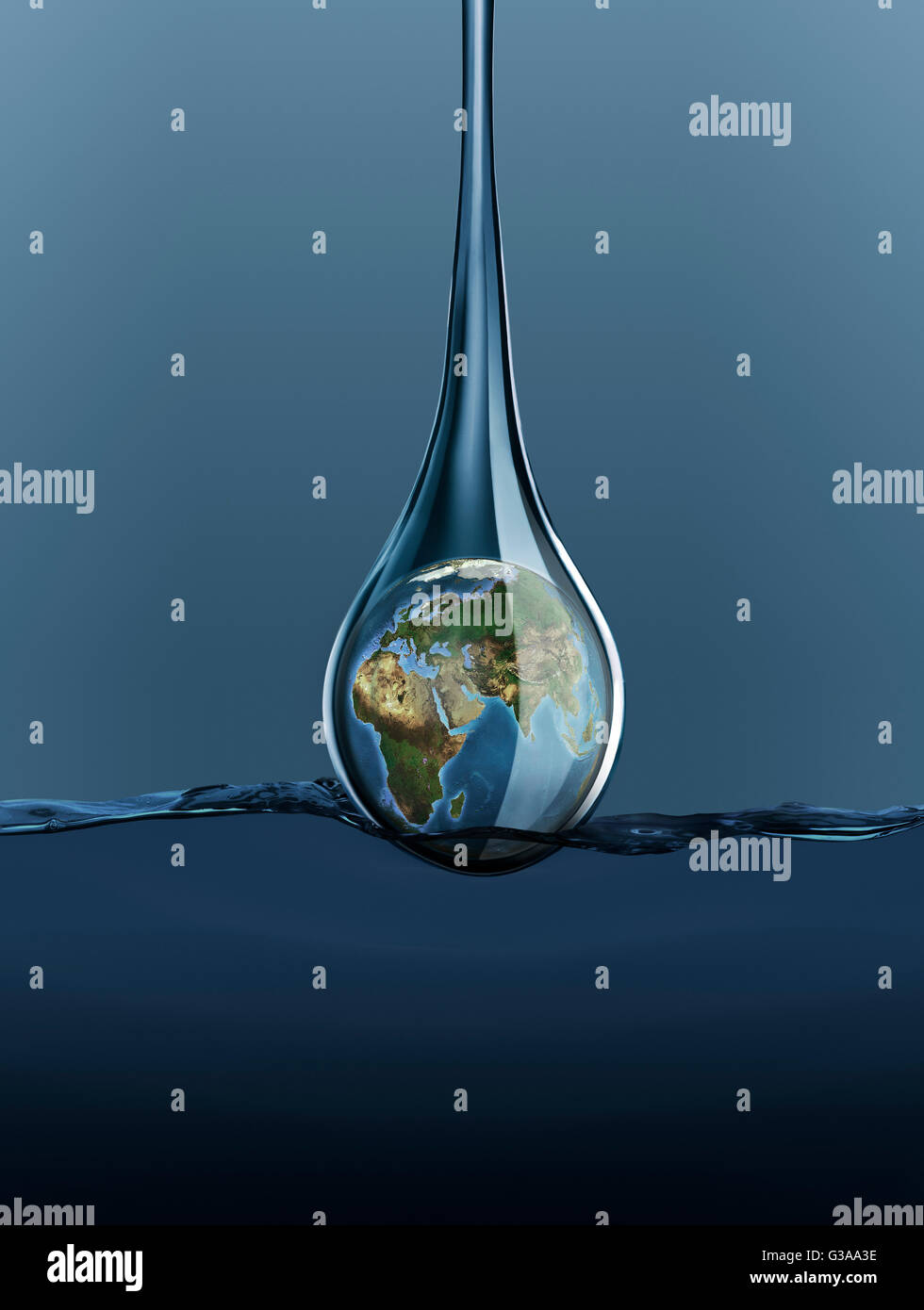 earth in water drop entering water Stock Photo - Alamy