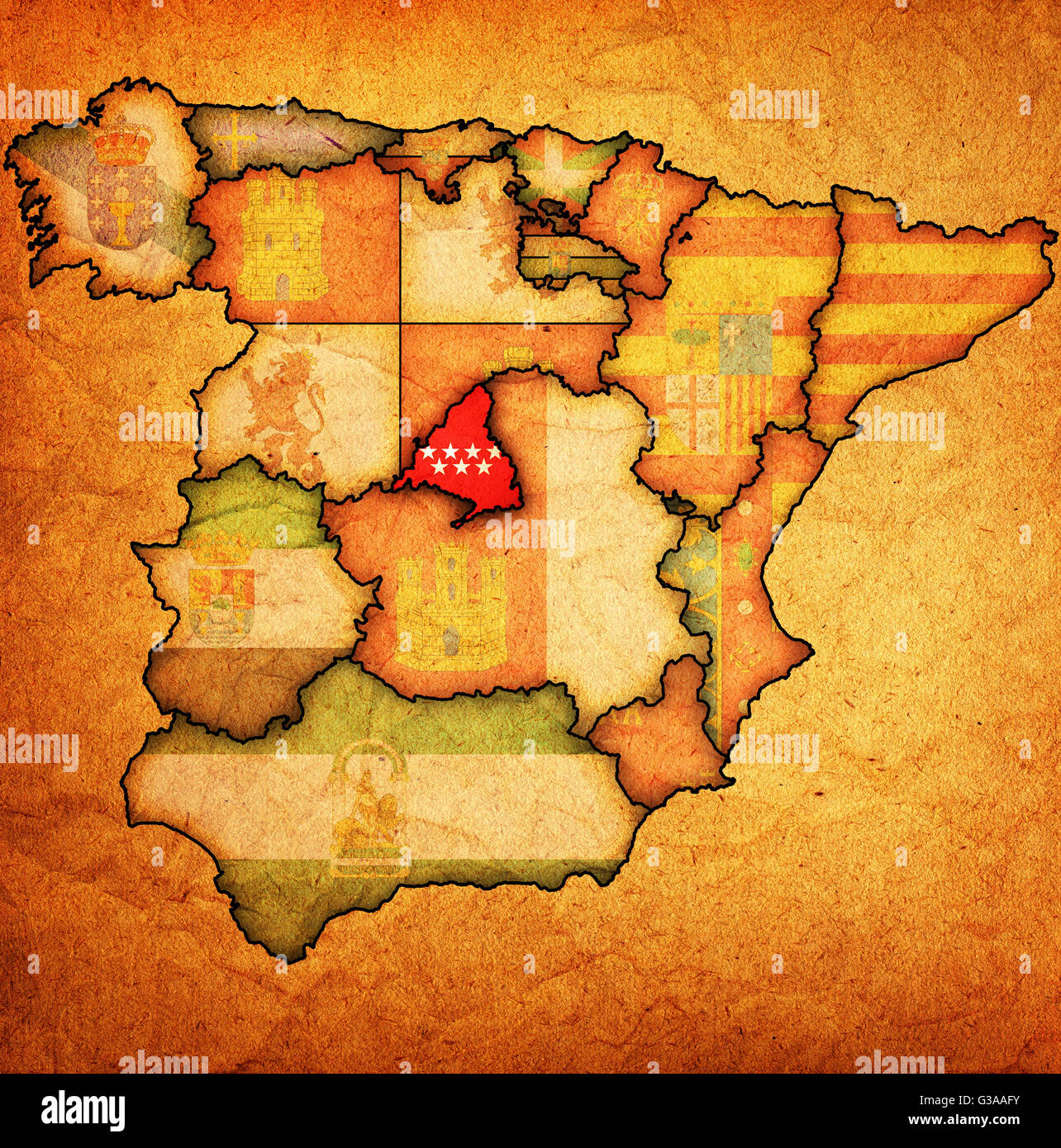 community of madrid region on administration map of regions of spain ...