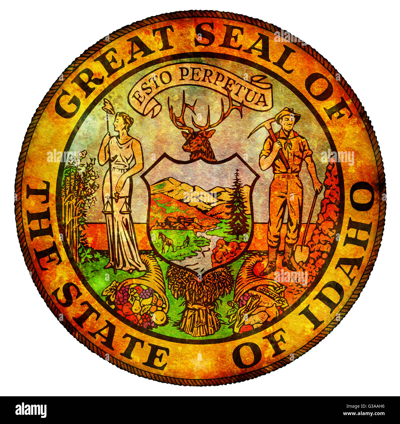 old vintage isolated over white symbol of idaho Stock Photo - Alamy