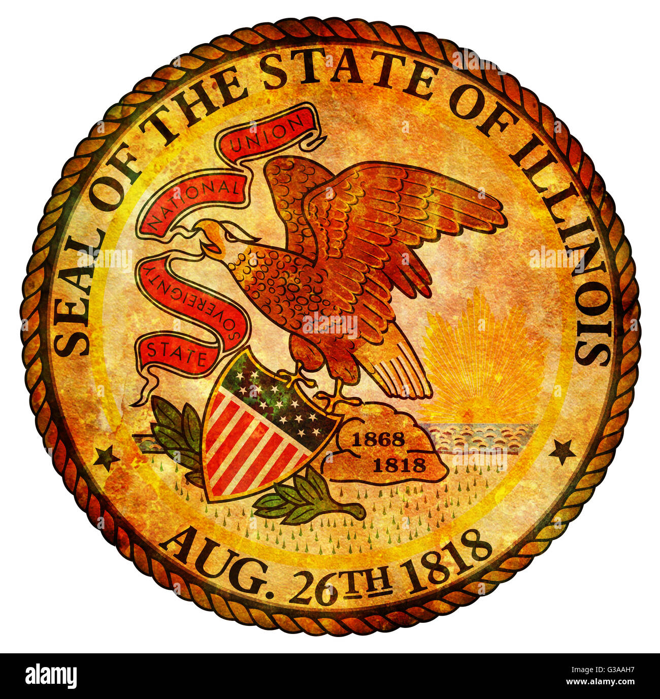 old vintage isolated over white symbol of illinois Stock Photo - Alamy