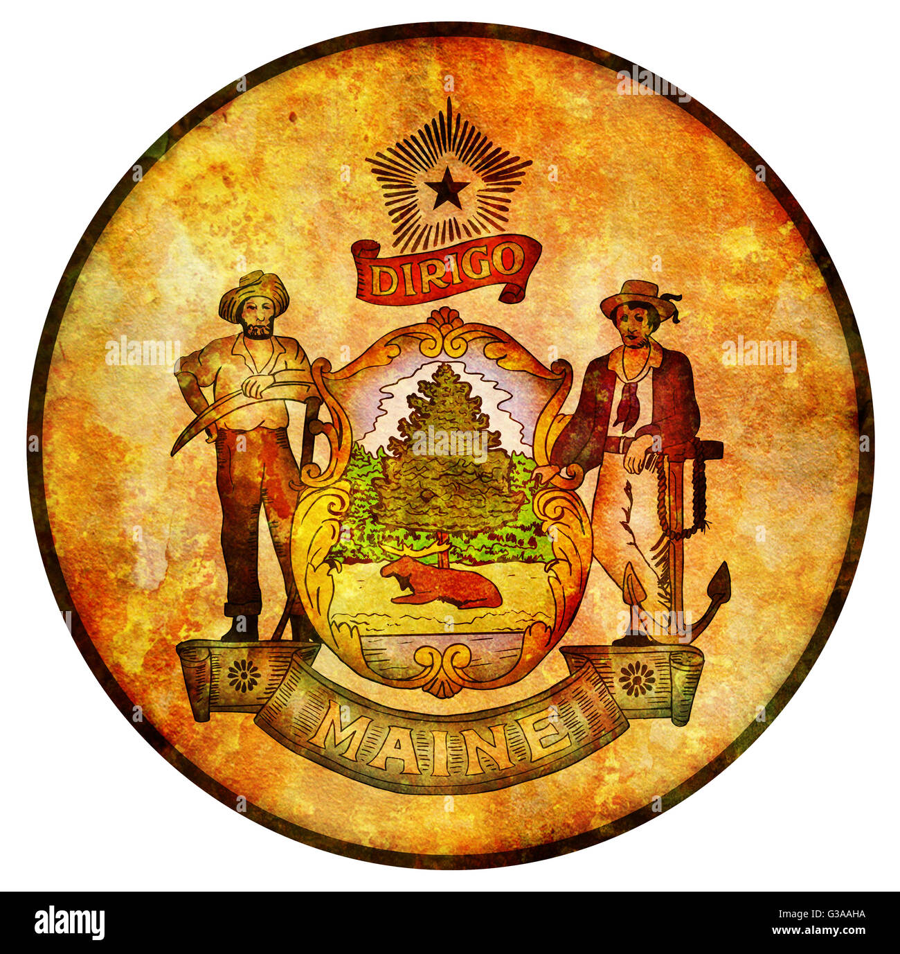 old vintage isolated over white symbol of maine Stock Photo - Alamy