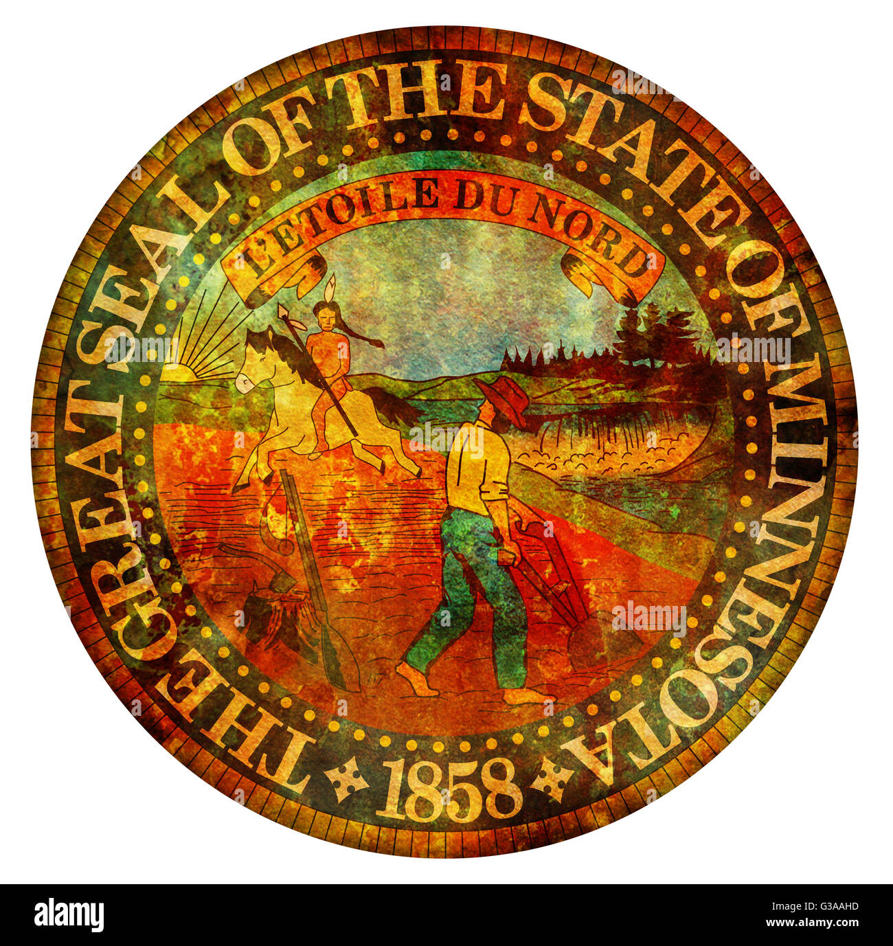 old vintage isolated over white symbol of minnesota Stock Photo - Alamy