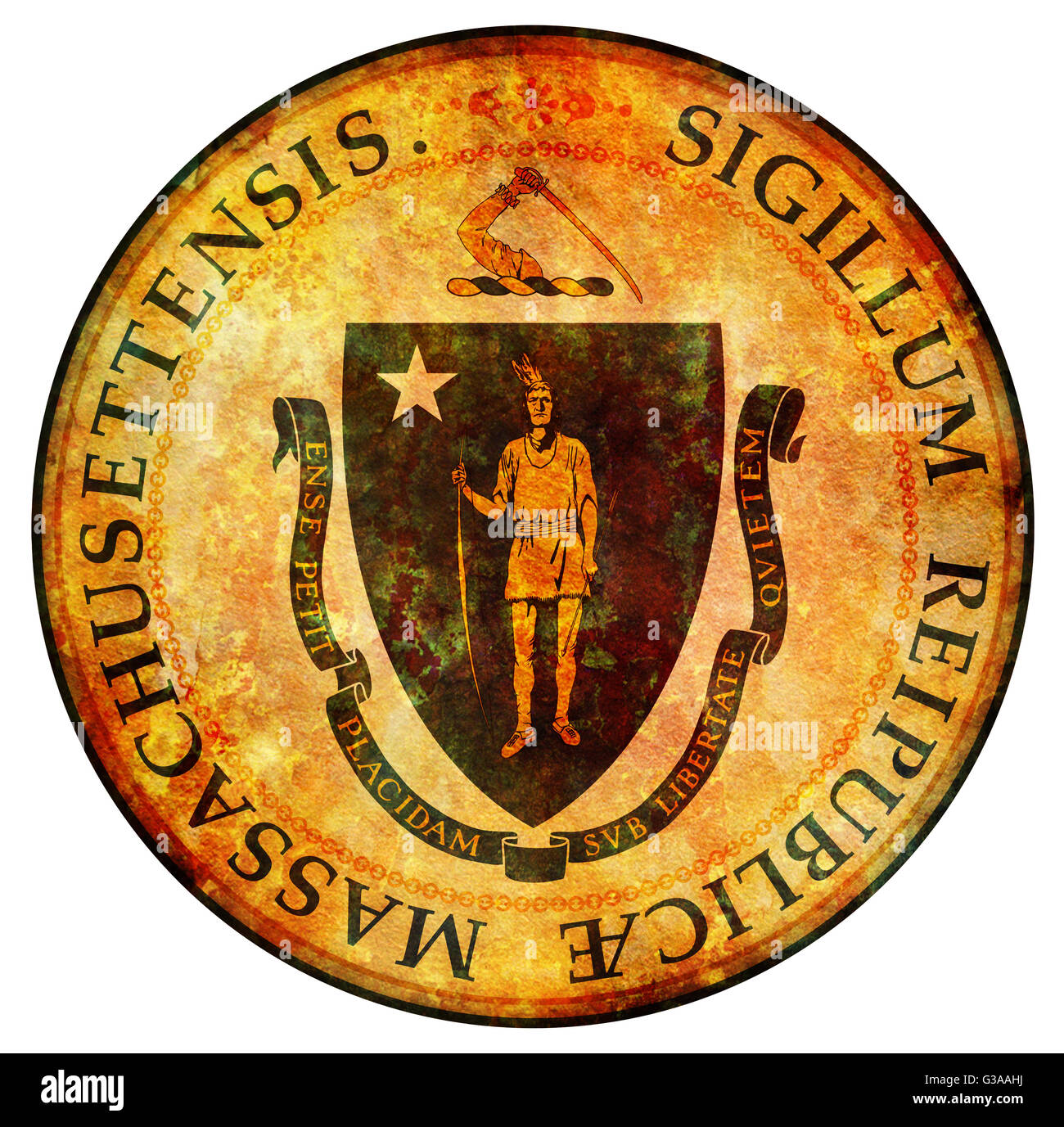 old vintage isolated over white symbol of massachusetts Stock Photo - Alamy