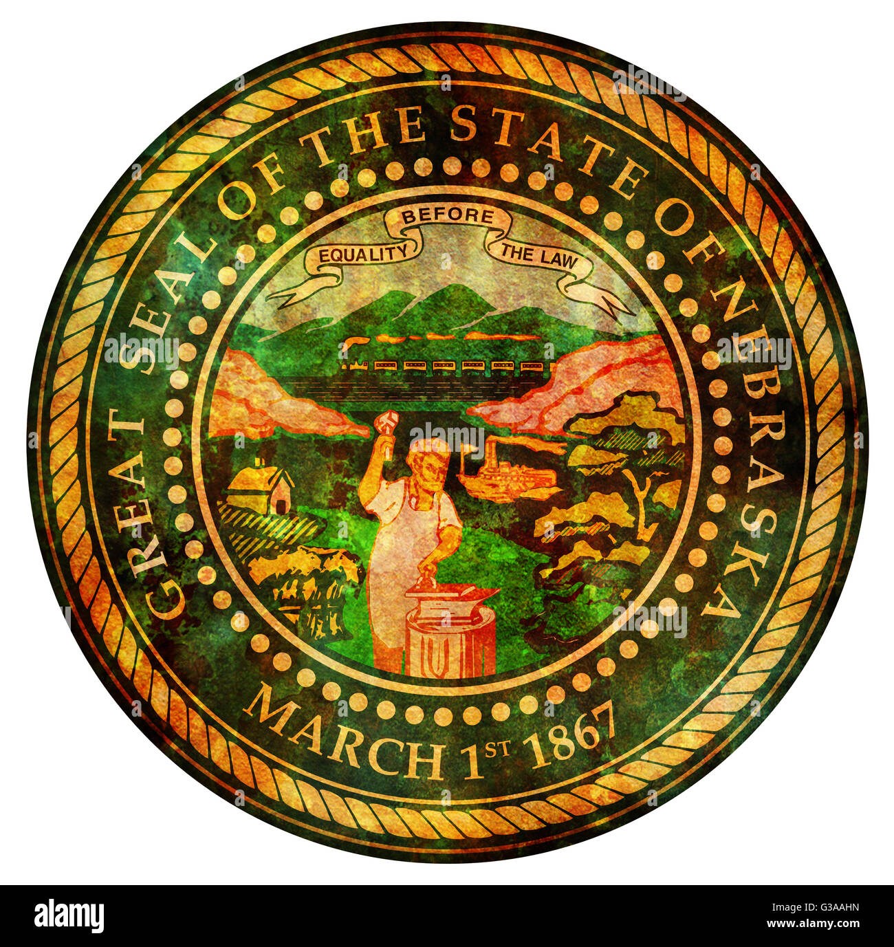 old vintage isolated over white symbol of nebraska Stock Photo - Alamy