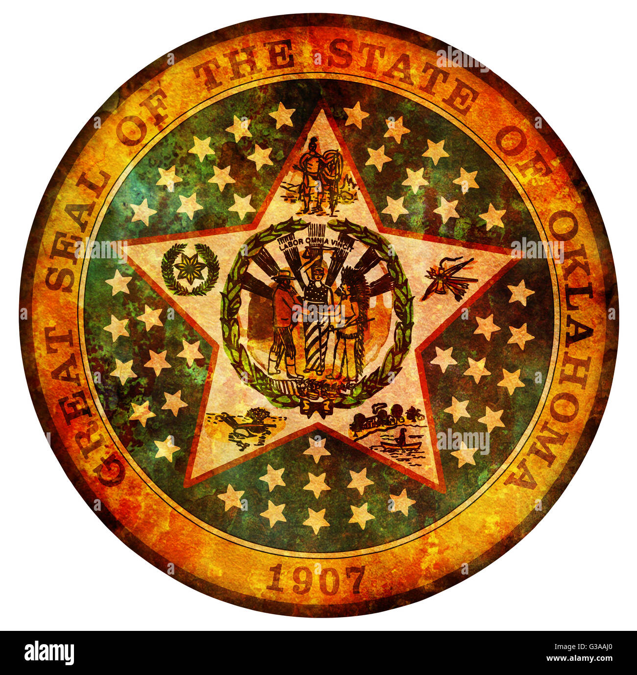 old vintage isolated over white symbol of oklahoma Stock Photo - Alamy