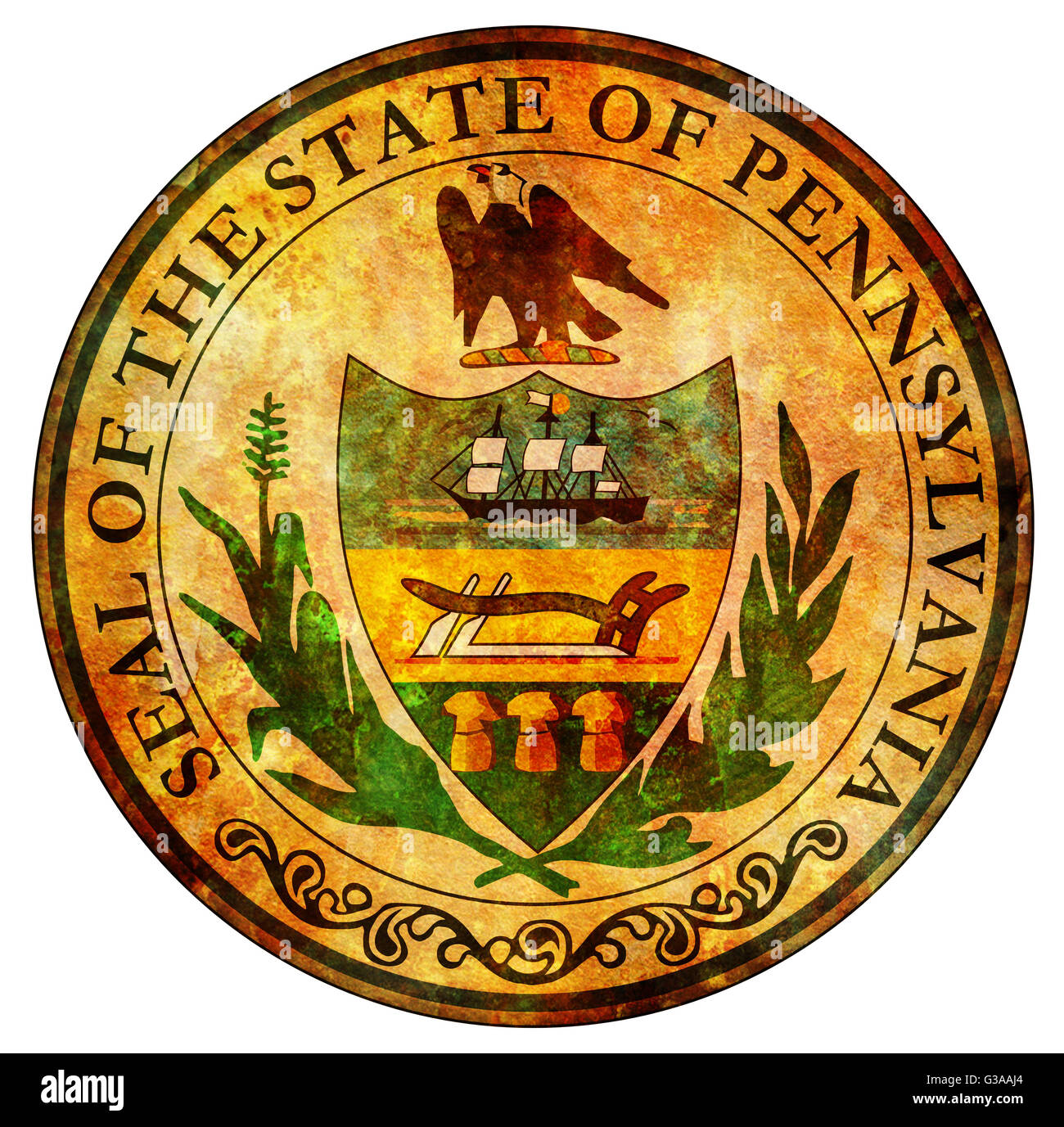 old vintage isolated over white symbol of pennsylvania Stock Photo - Alamy