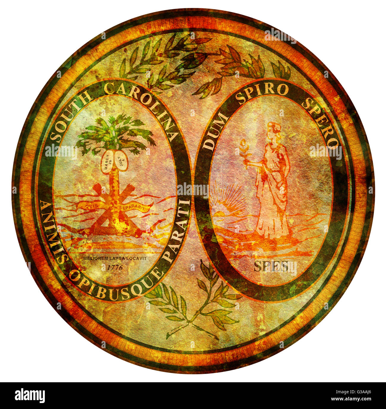 old vintage isolated over white symbol of south carolina Stock Photo ...