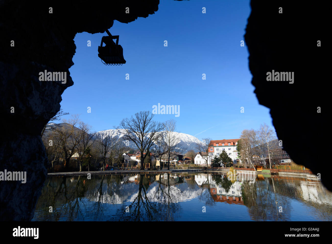 Spa park overlooking summit Schneeberg, Austria, Niederösterreich ...